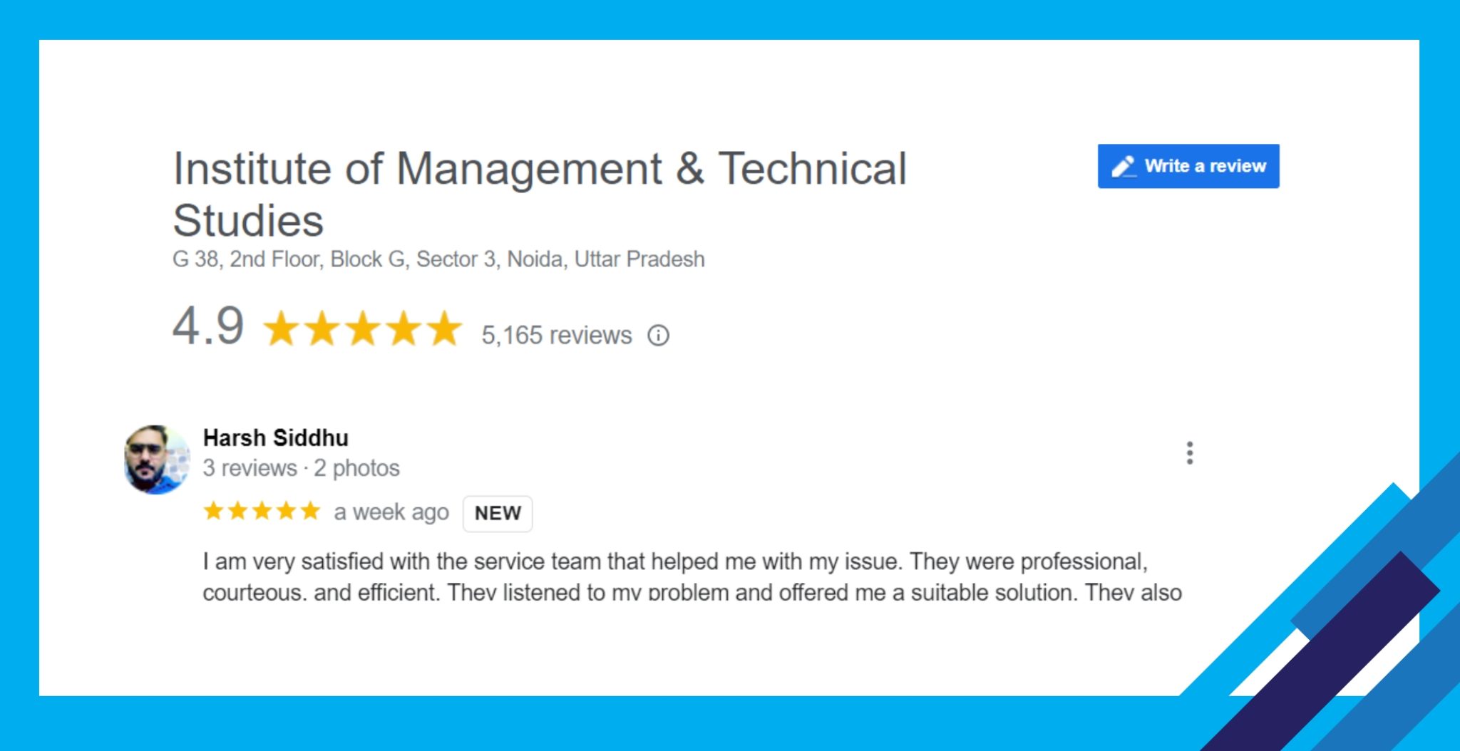 IMTS Institute Students Review : Institute has 99% Positive reviews